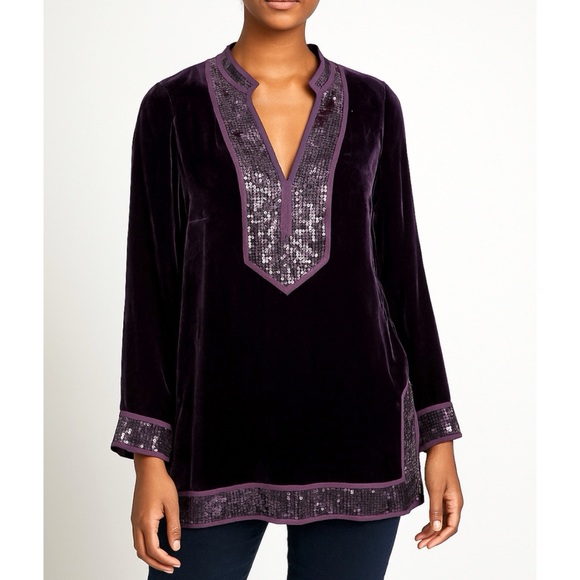 Nygard Collection | Tops | Nygard Collection Purple Velvet Sequin Trim ...
